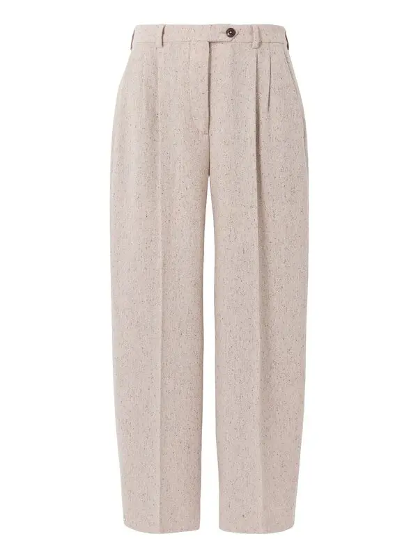FORTELA Josephine Pleated Straight-leg Wool-blend Pants - Neutrals
