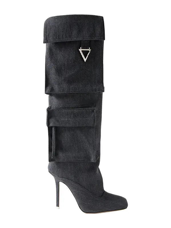 Attico Sienna Embellished Knee Boots - Gray