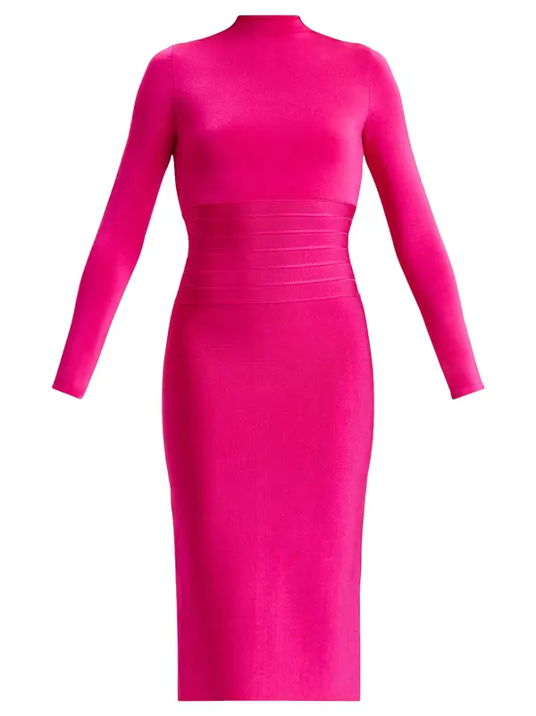 Herve Leger Freya Bandage-waist Midi Dress - Magenta