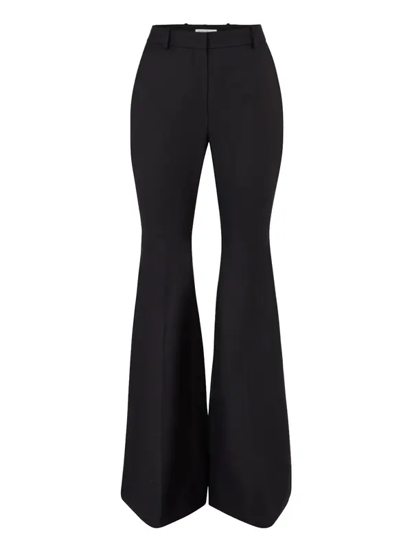 Nina Ricci Wool Gabardine Flared Trousers - Black