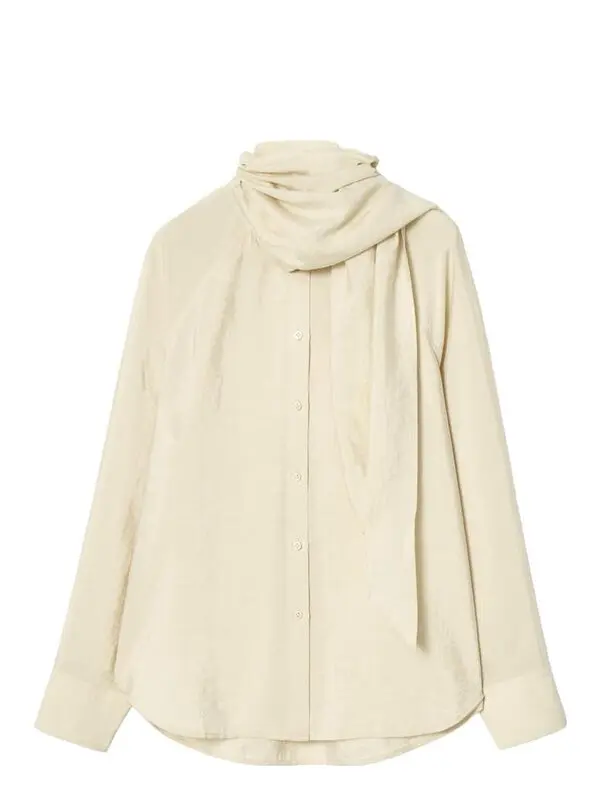 Cos Scarf-detail Silk Blouse - Beige