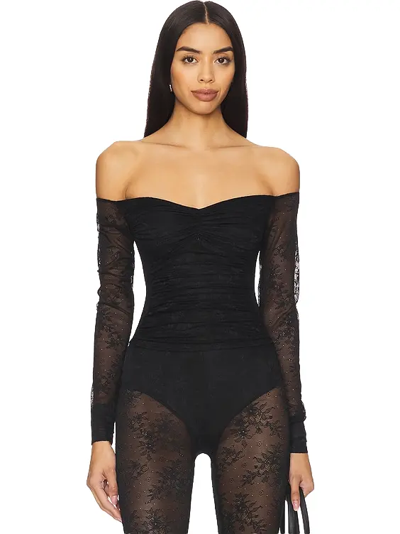 AFRM Odilla Lace Combo Top - Noir