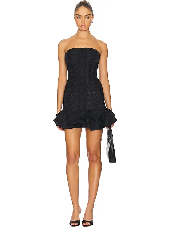 Charo Ruiz Ibiza Pralle Short Dress - Black Myth