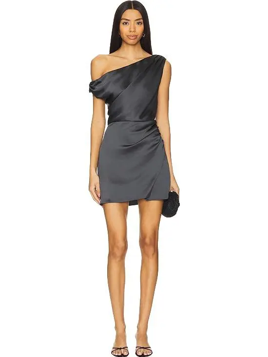 Show Me Your Mumu Jodie Mini Dress - Gunmetal Hammered Satin