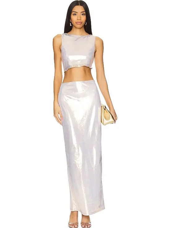 Superdown Metallic Maxi Set - Pale Gold
