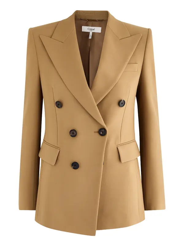 Chloé Double-breasted Wool Blazer - Beige