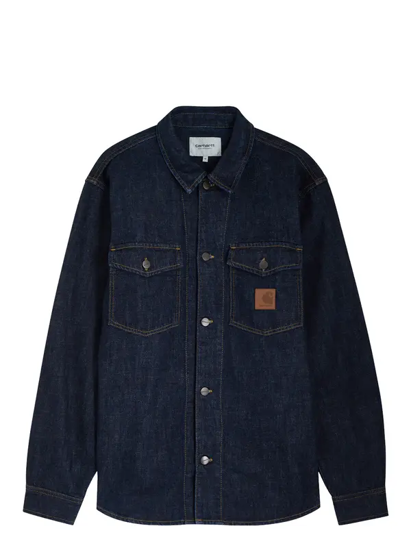 Carhartt Work In Progress Lincoln Logo Denim Overshirt - Mid Blu
