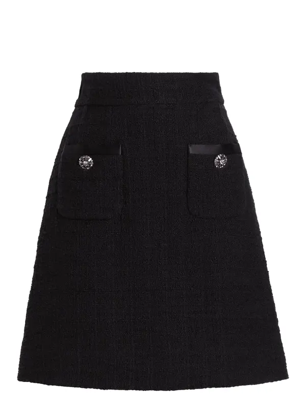 Dolce & Gabbana Short A-line Skirt With Bejeweled Buttons - Black