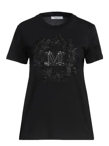 Max Mara T-shirt With Appliqués And Crystals - Black
