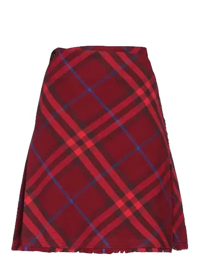 Burberry Wool Mini Wrap Skirt - Red