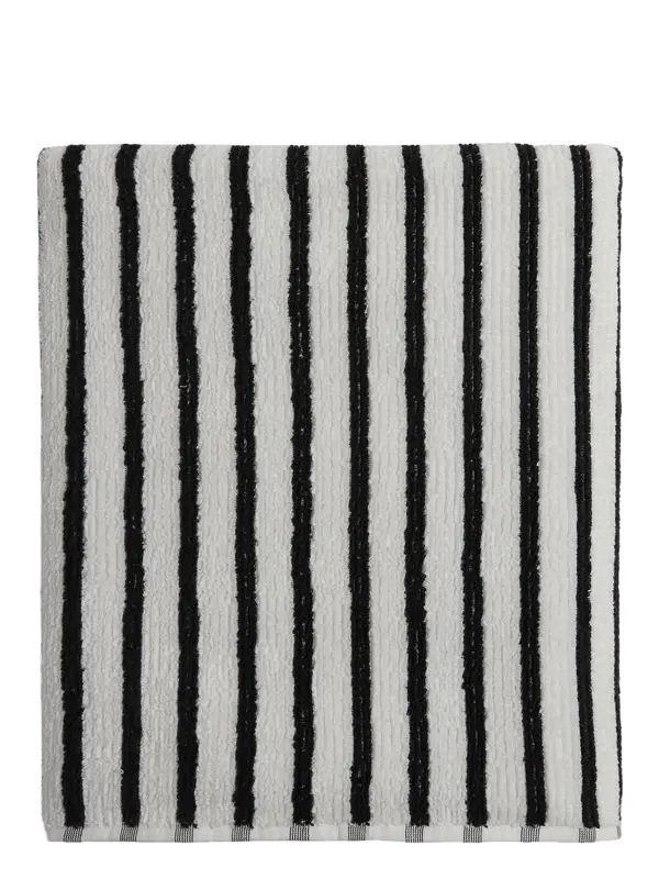 PARACHUTE Organic Resort Stripe Bath Sheet In Black,white - Plaster With Soft Black