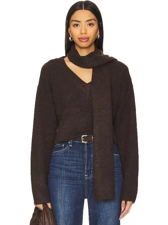 STITCHES & STRIPES Dax Pullover With Optional Scarf - Brown