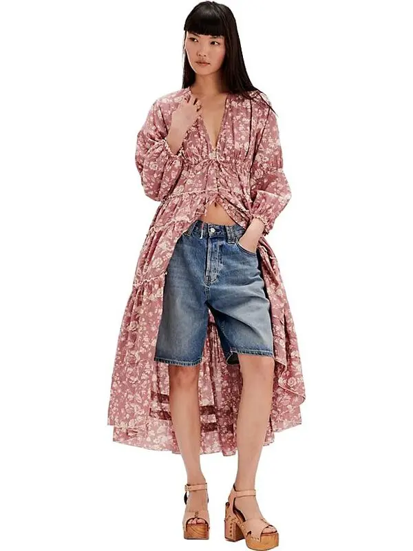 Free People Pappiet Midi Dress - Rose Combo