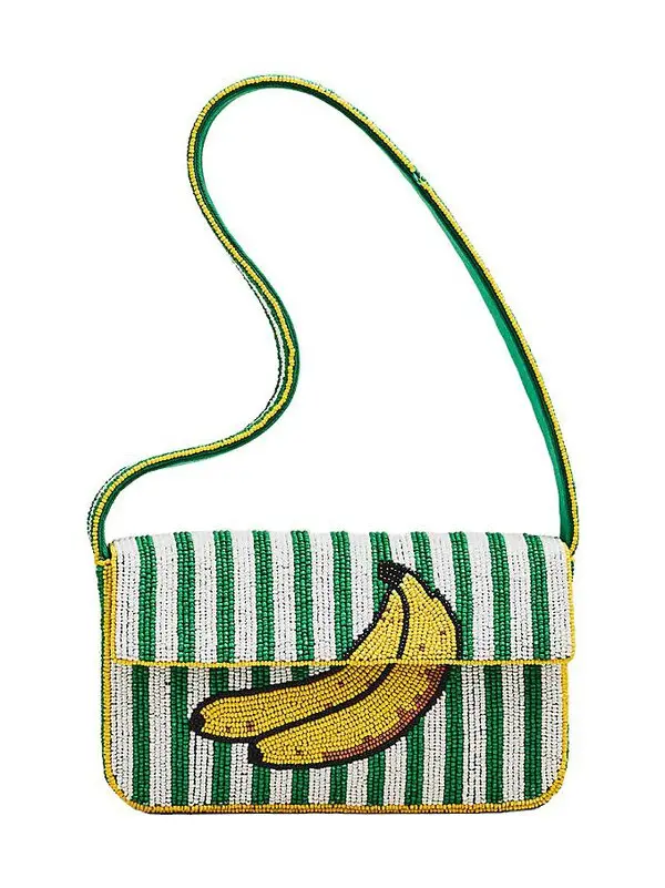 Anthropologie The Fiona Beaded Bag: Food & Drink Edition - Banana Stripe