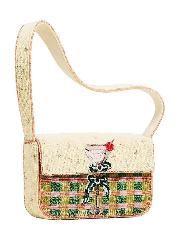 Anthropologie The Fiona Beaded Bag: Food & Drink Edition - Plaid Martini