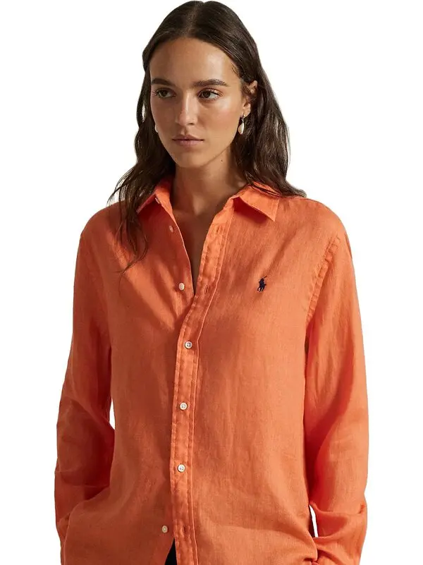 Ralph Lauren Classic Fit Linen Shirt - True Orange
