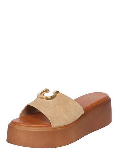 VIVI BLU Senna Platform Wedge Slide Sandal - Beige