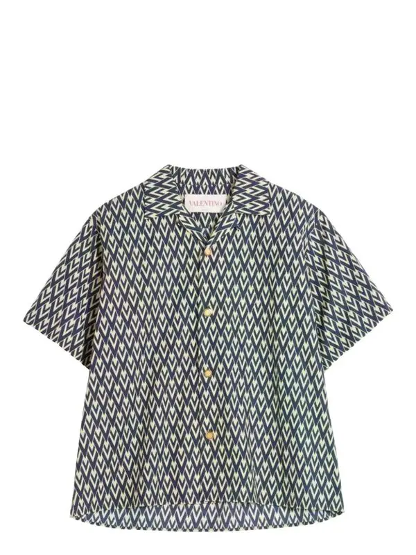Valentino Garavani Printed Button-up Bowling Shirt - Blue