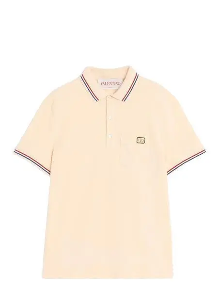 Valentino Garavani Cotton Piqué Polo Shirt With Vlogo Patch - White