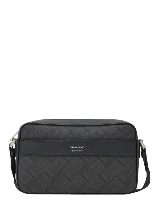 FERRAGAMO Monogram Crossbody Bag - Black