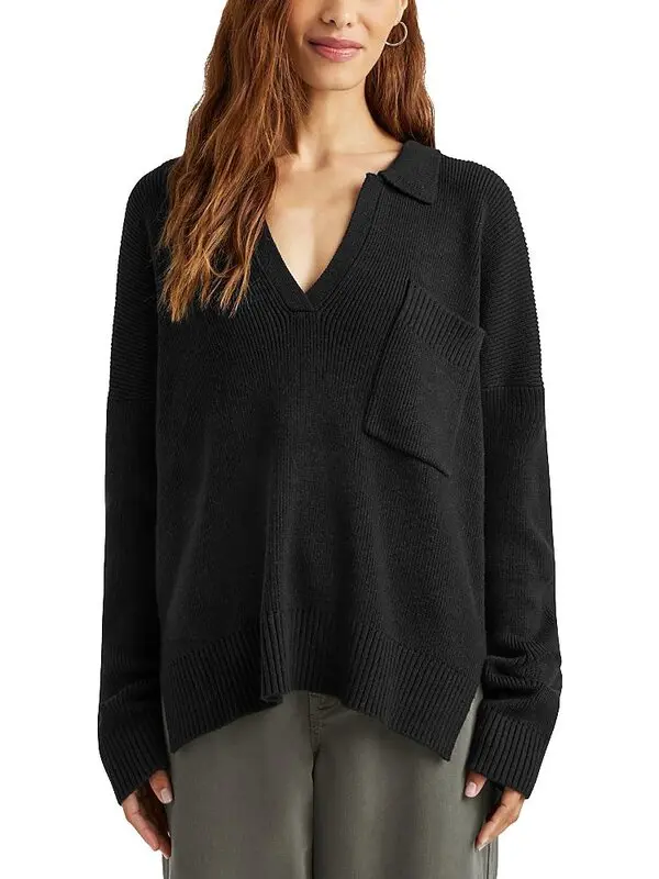 Splendid Kristen Polo Sweater - Black
