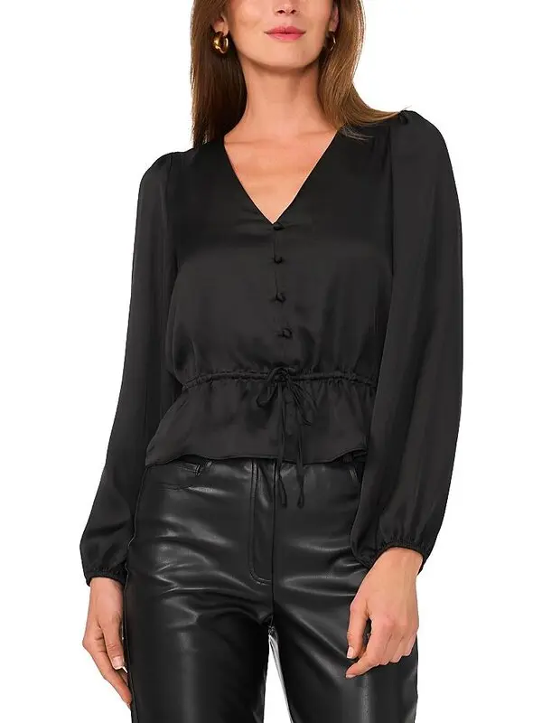 1.State V-neck Peplum Top - Rich Black