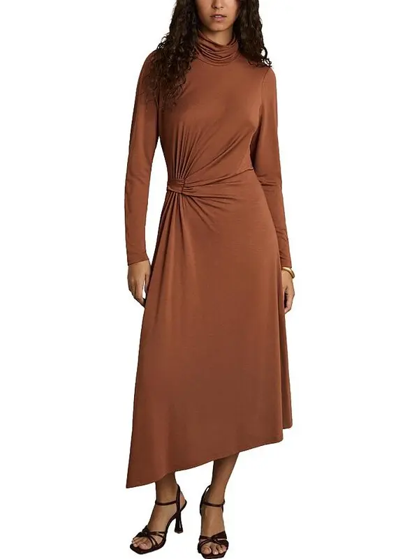 REISS Jersey Midi Dress - Camel