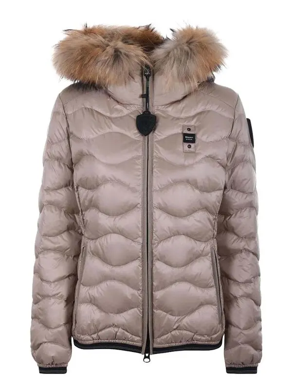 BLAUER. Satin Nylon Down Jacket - Grey