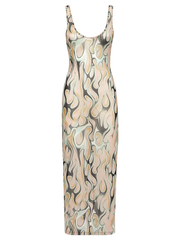 Philipp Plein Flame Midi Dress - Neutrals