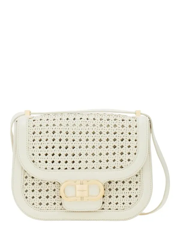 FERRAGAMO Double Gancini Crossbody Bag - White