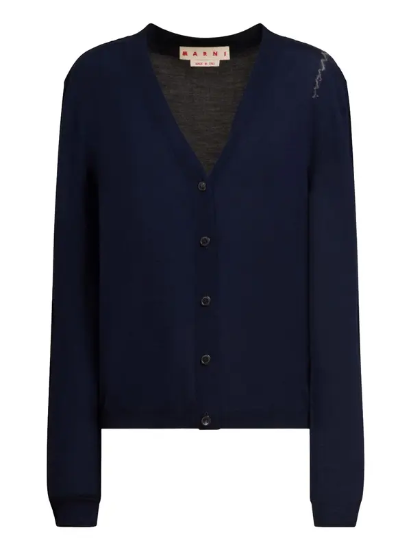 Marni Logo-embroidered Cardigan - Blue