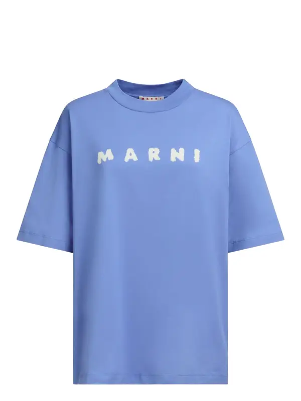 Marni Logo-print Cotton T-shirt - Blue