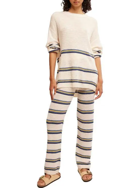 Free People Mariner Stripe Sweater & Pants Set - Ecru Combo