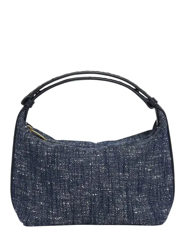Bottega Veneta Mini Wallace Boucle Shoulder Bag - Navy