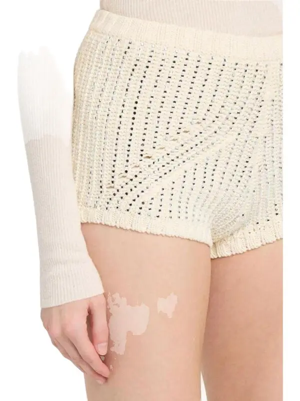 Retrofete Lola Embellished Sweater Shorts - Ivory Silver