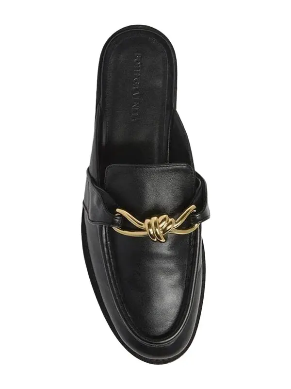 Bottega Veneta Astaire Knot Leather Loafer Mules - Black