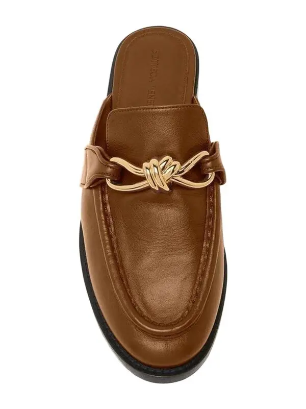 Bottega Veneta Astaire Knot Leather Loafer Mules - Brown