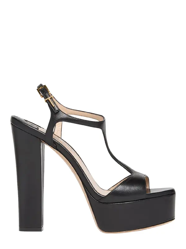 TOM FORD Leather Platform Sandals - Black
