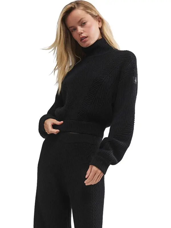 Alo Yoga Cashmere Turtleneck Top - Black
