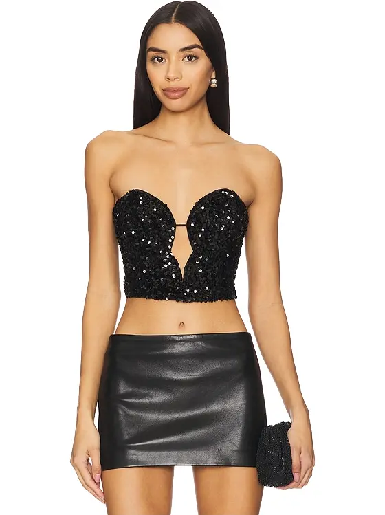 Bardot Eleni Velvet Sequin Bustier - Black Sequin
