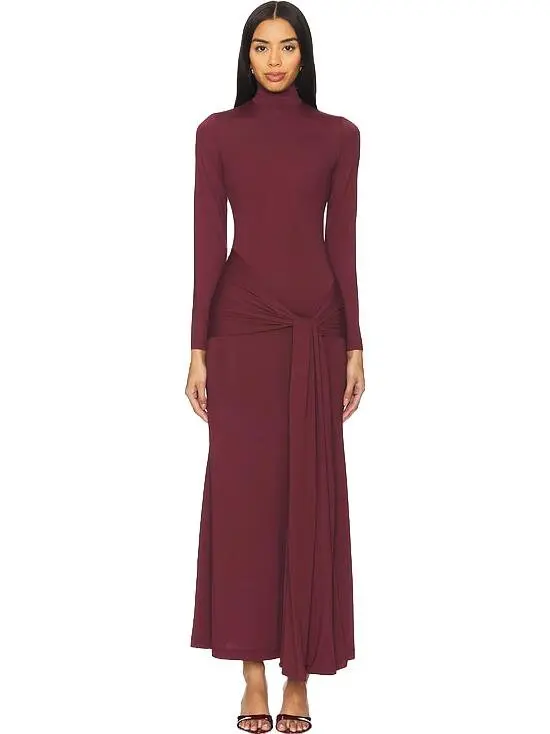 Bardot Alix Maxi Tie Front Dress - Deep Plum