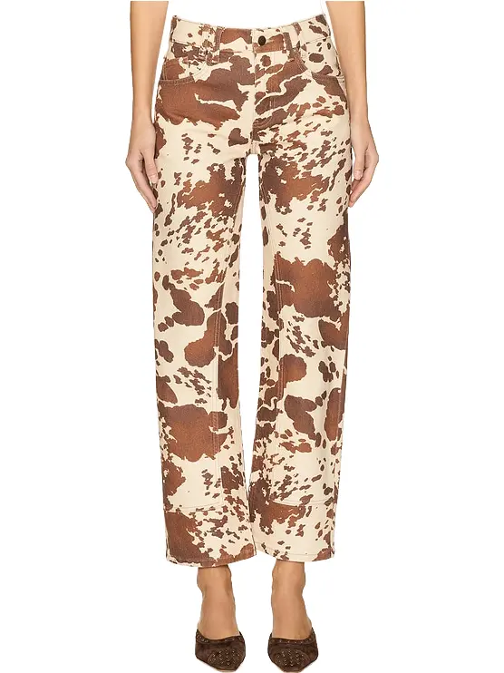 Free People X We The Free Risk Taker Printed Wide Leg Jeans - Tea Combo