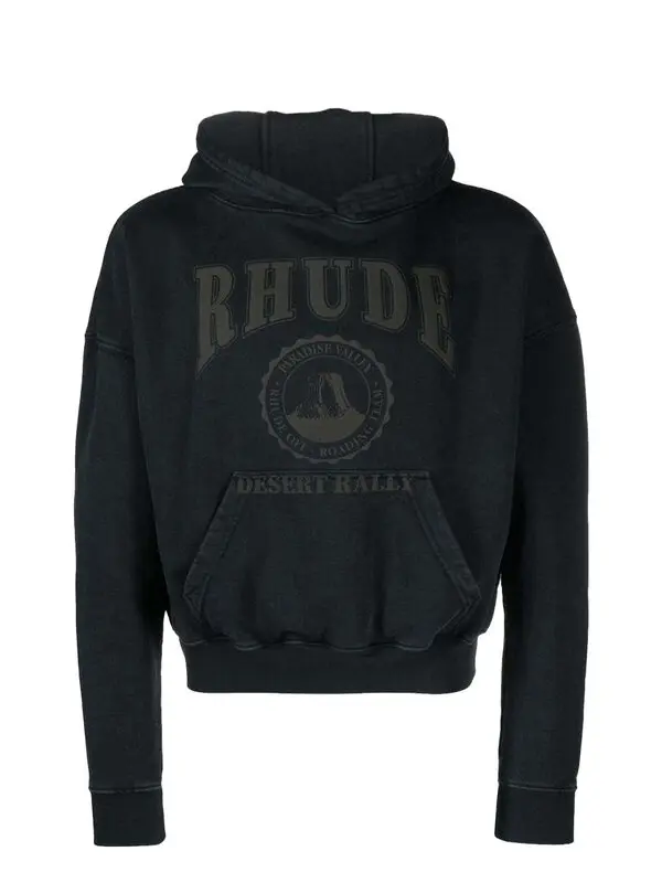 Rhude Desert Valley Cropped Hoodie - Black