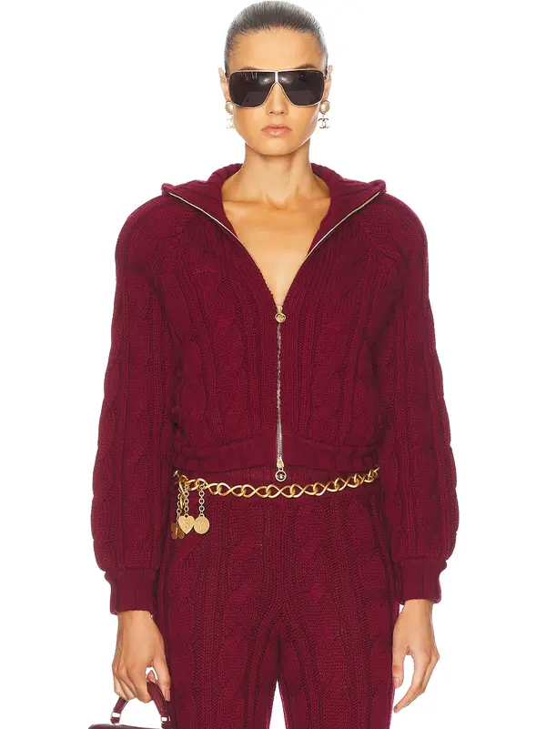 ROWEN ROSE Short Knit Cardigan - Bordeaux