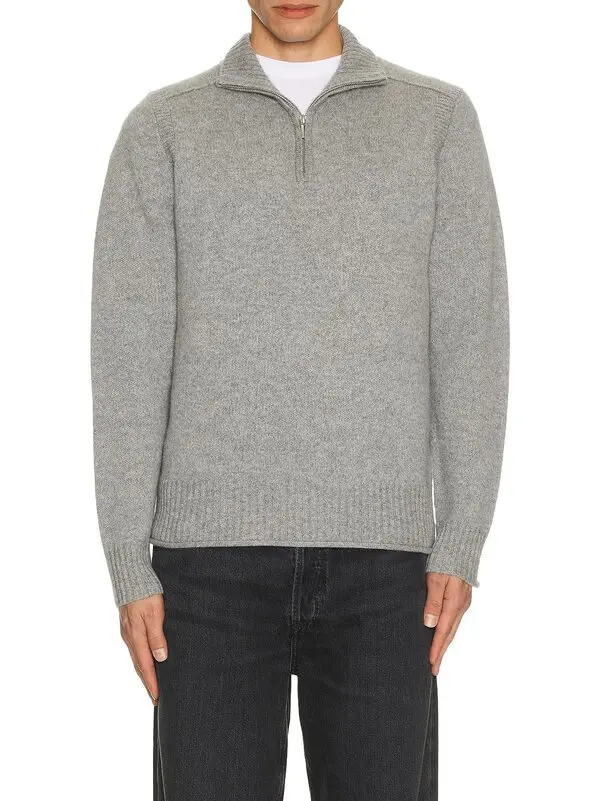 Guest In Residence Half Zip Turtleneck Cashmere Sweater - Heather Grey