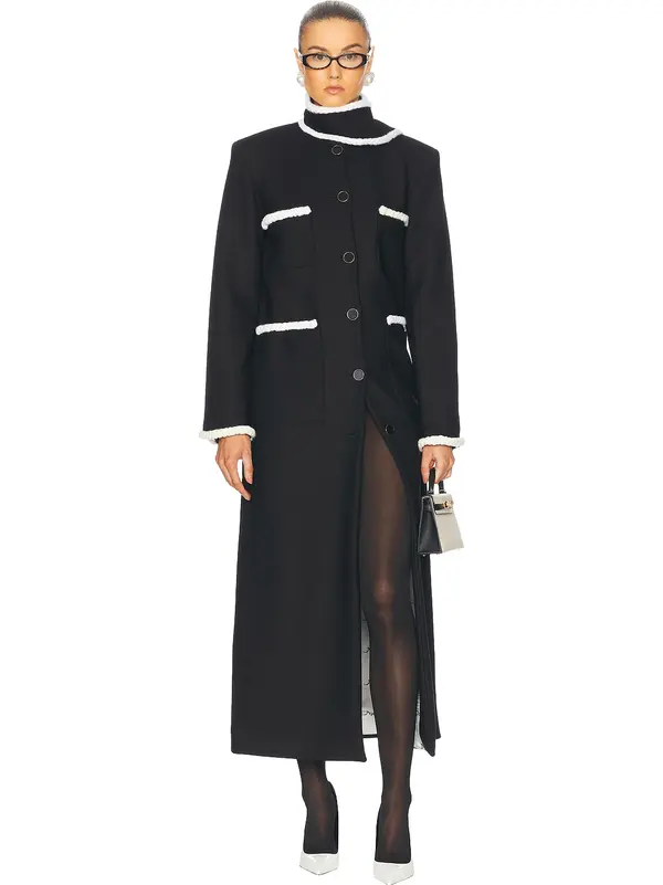 ROWEN ROSE Long Coat With Pockets - Black