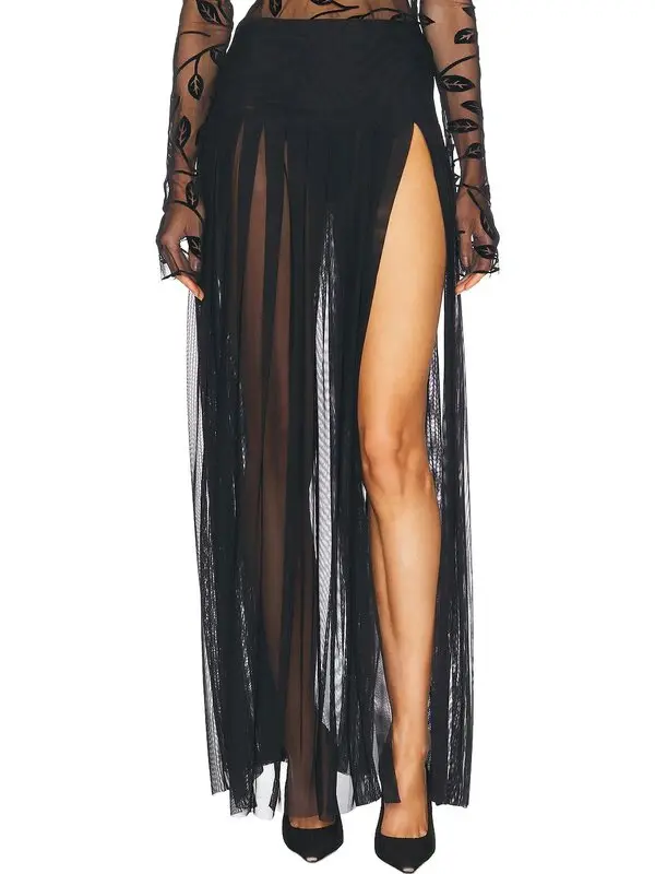 Norma Kamali Pleated Long Skirt - Black