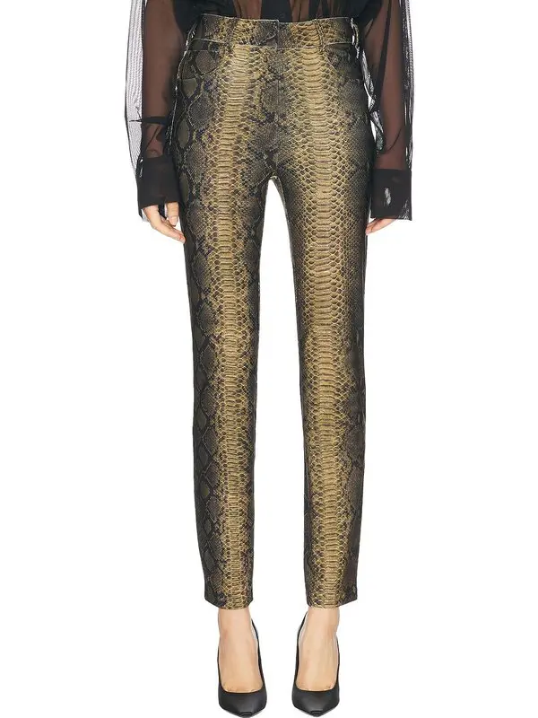 Norma Kamali High Waisted Pencil Leg Jeans - Python