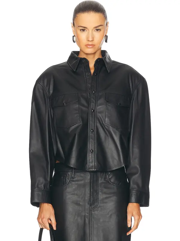 Wardrobe.NYC Leather Shirt Jacket - Black