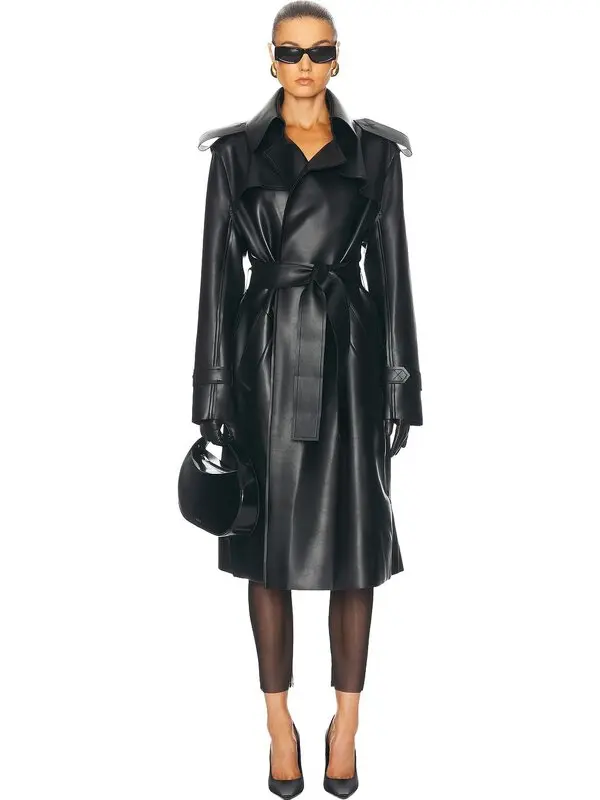 Norma Kamali Double Breasted Trench Coat - Black
